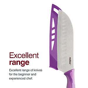 Zyliss 6 Piece Knife Value Set - Gifts for Cooks - Culinary Chef Gift - Kitchen Knife Set with Sheath Covers - Chef's, Santoku, Utility, Serrated Paring, Paring & Peeling Knives - Stainless Steel