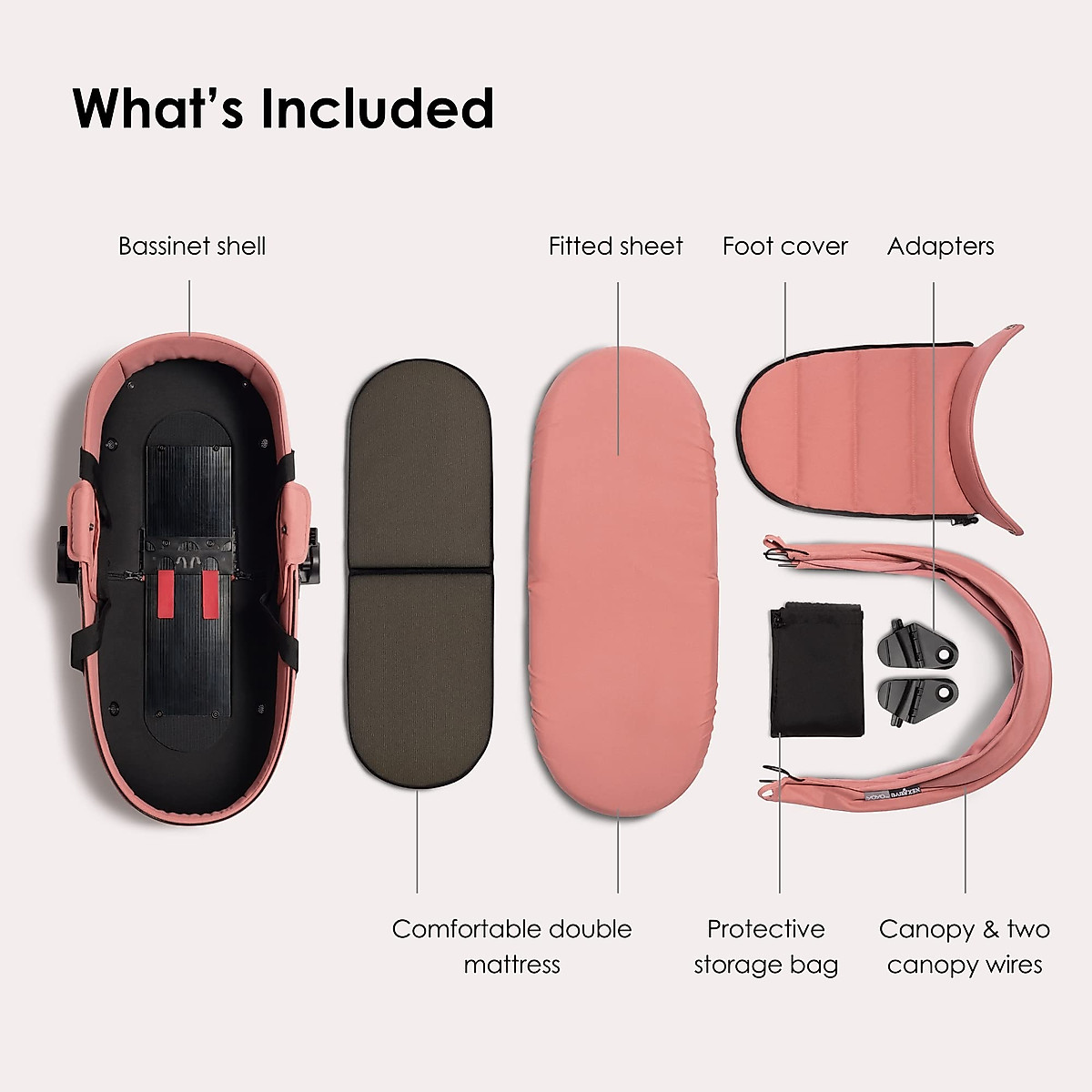 Babyzen YOYO 0+ Bassinet, Ginger - Includes Thick Double Mattress, Ventilated Shell & Canopy - Requires YOYO2 Frame (Sold Separately)