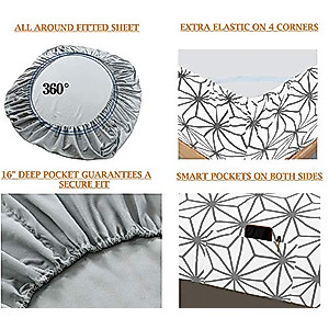 Elegant Comfort Luxury Soft Bed Sheets Cube Pattern 1500 Thread Count Percale Egyptian Quality Softness Wrinkle and Fade Resistant (6-Piece) Bedding Set, King, Gray