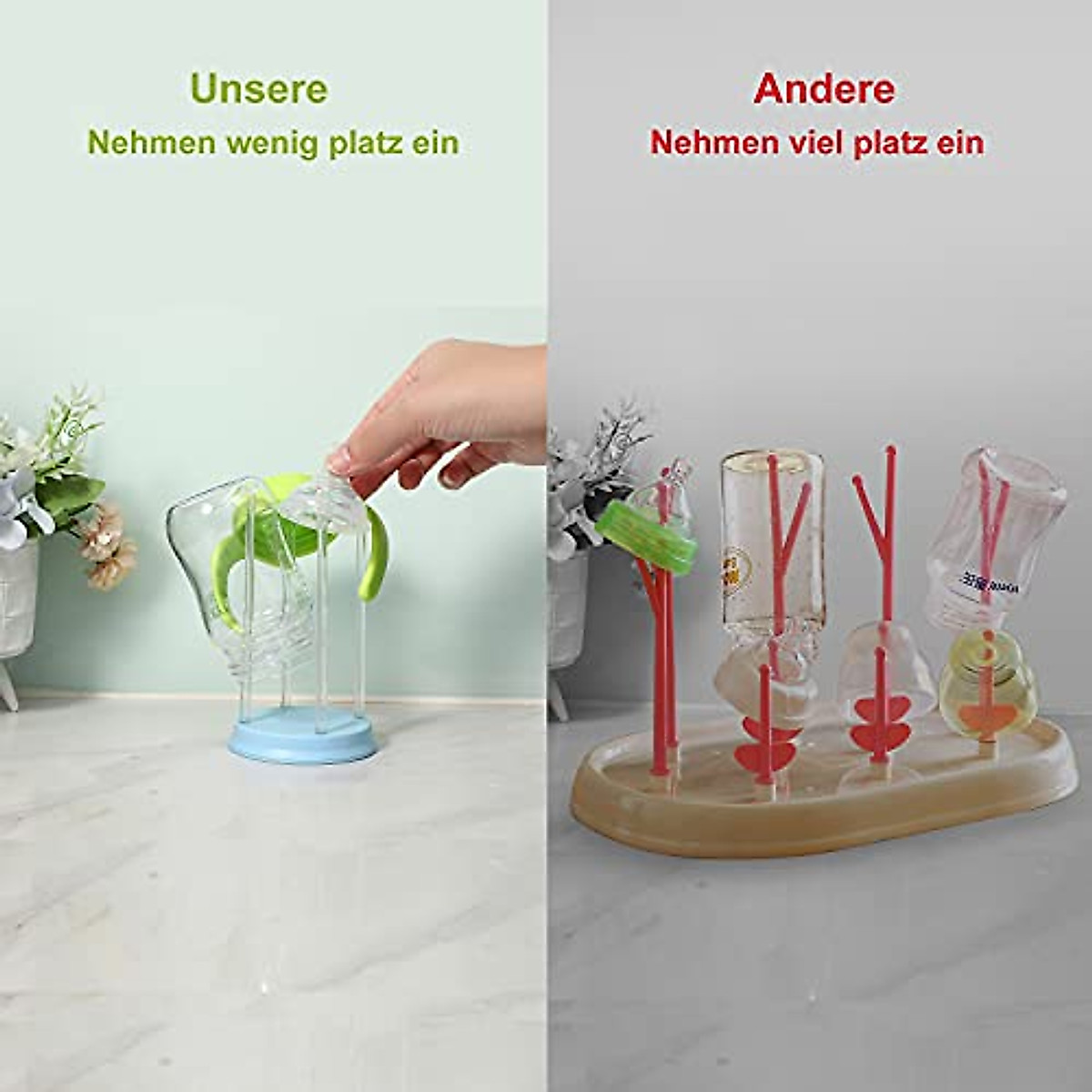 luluan Baby Bottle Brush Cleaning Kit with Drying Rack, Baby Bottles Silicone Brushes for Cleaning Baby Bottles, Bottle Cleaner Brush 6-Set for Cleaning Glass Bottles Plastic Bottles Metal Bottles