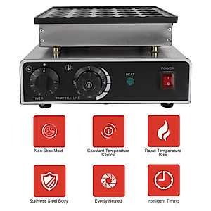 Mini Dutch Pancake Maker,Waffle Pancakes Maker Machine 950W 25 Holes Nonstick Electric Dorayaki Maker Machine for Bakery Home Kitchen Restaurant Bar (12.99X12.68X6.69Inch)