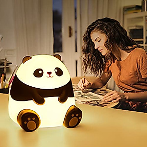 MIVANI Night Light for Kids, Panda Gifts, Cute LED Lamps for Teen Girls Bedroom, Timer Auto Shutoff, AAA Battery Operated, Silicone Animal Nightlight for Baby Nursery, Toddler Boy, Kawaii Room Decor
