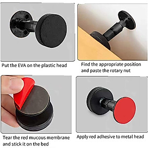 OUKEYI 2 Pieces of Adjustable Threaded Bed Frame Anti-Shake Tool,Headboard Stoppers，Bed stoppers ，Wall Bed headboard Anti-Shake Fixer for Beds Cabinets Sofas, 30-68mm (Black)