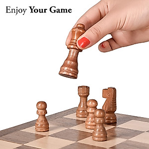 Wooden Chess Pieces Only – 32 Pieces Staunton Style Handcrafted Wood Chessmen with 2 Pouch Bags for Ease of Storage – 3” King – Gift Packaging – Luxurious Felt Bottom – Replacing Missing Chess Pieces!