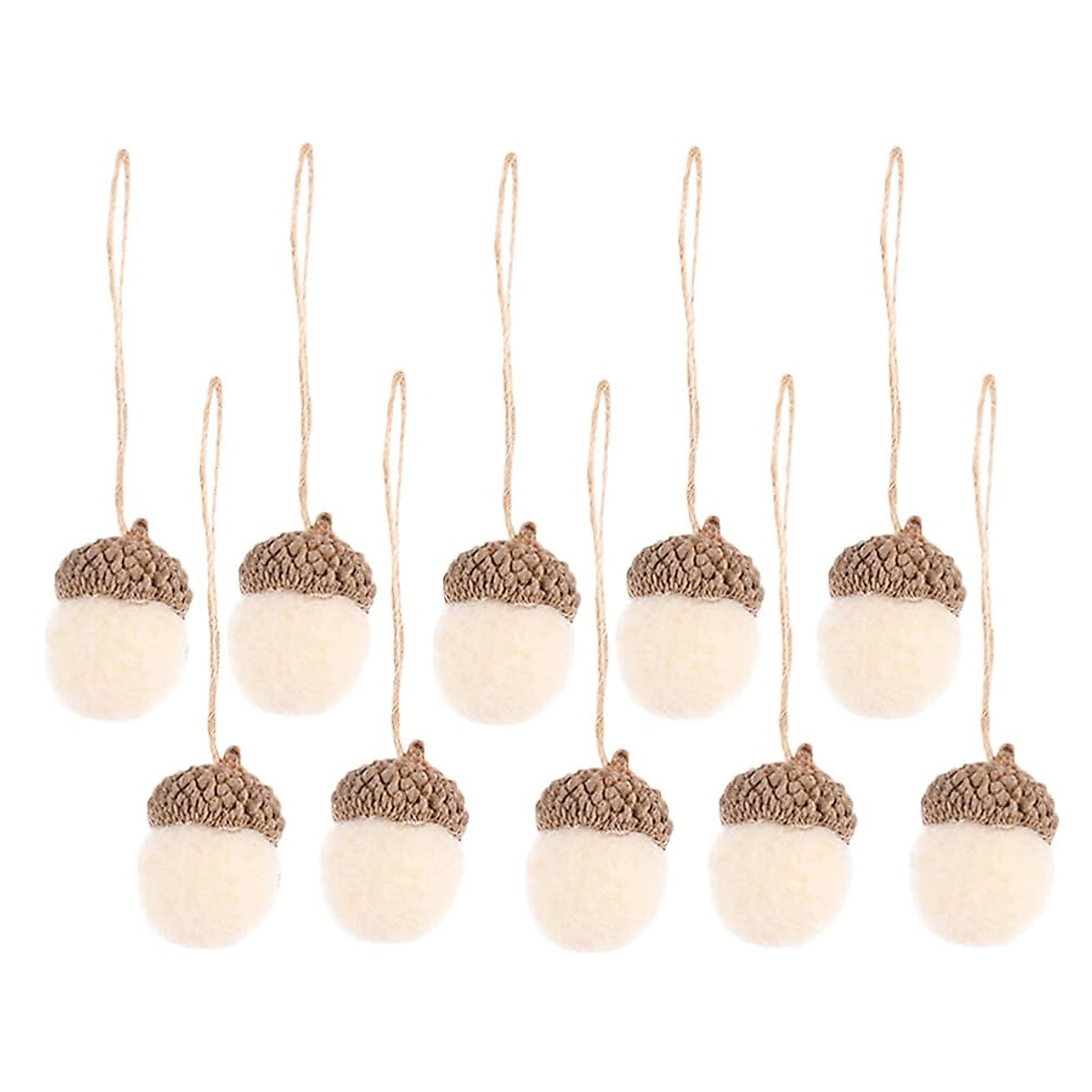 Baluue 10pcs Felt Acorn Bunches Christmas Pom Pom Christmas Hanging Pine Cones Lifelike Acorns Wool Felt Acorns Felted Wool Acorn Fall Tree Ornaments Fall Ornaments Autumn White Party Bag
