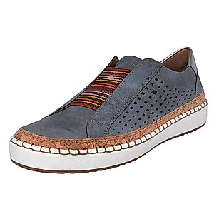 Yeyamei Loafers for Women with Heel Slip On Breathe Mesh Walking Shoes Women Fashion Sneakers Comfort Wedge Platform Loafers Blue