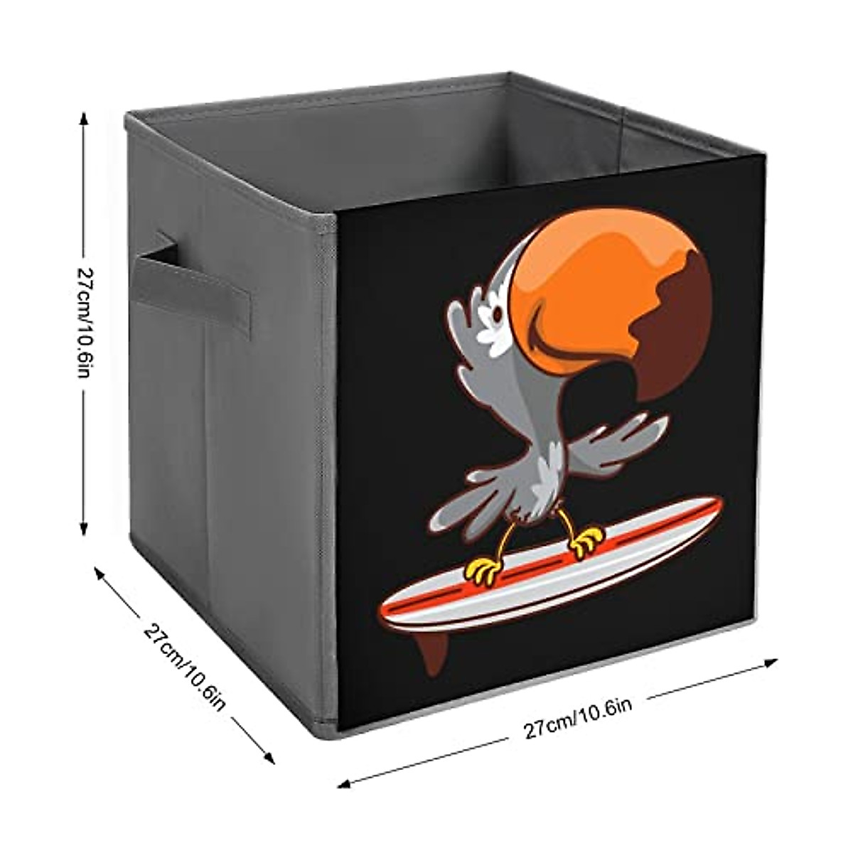 Funny Toucan Surfing Board Canvas Collapsible Storage Bins Cube Organizer Baskets with Handles for Home Office Car