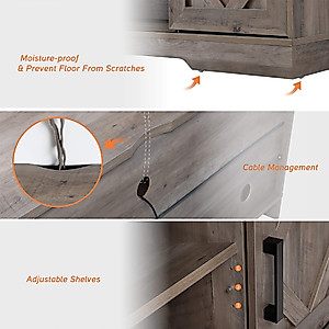 WAMPAT Modern Farmhouse 3 in 1 TV Stand for up to 85" TVs Wood Entertainment Center with Open Storage for Living Room,Washed Grey