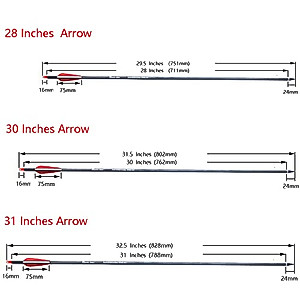 COLORFUL EAGLE 28/30/31 Inches Spine 300/400 Pure Carbon Arrows with Red and White Color for Recurve/Compound Bows Archery Hunting （Pack of 12） (Spine 400, 28 Inches)