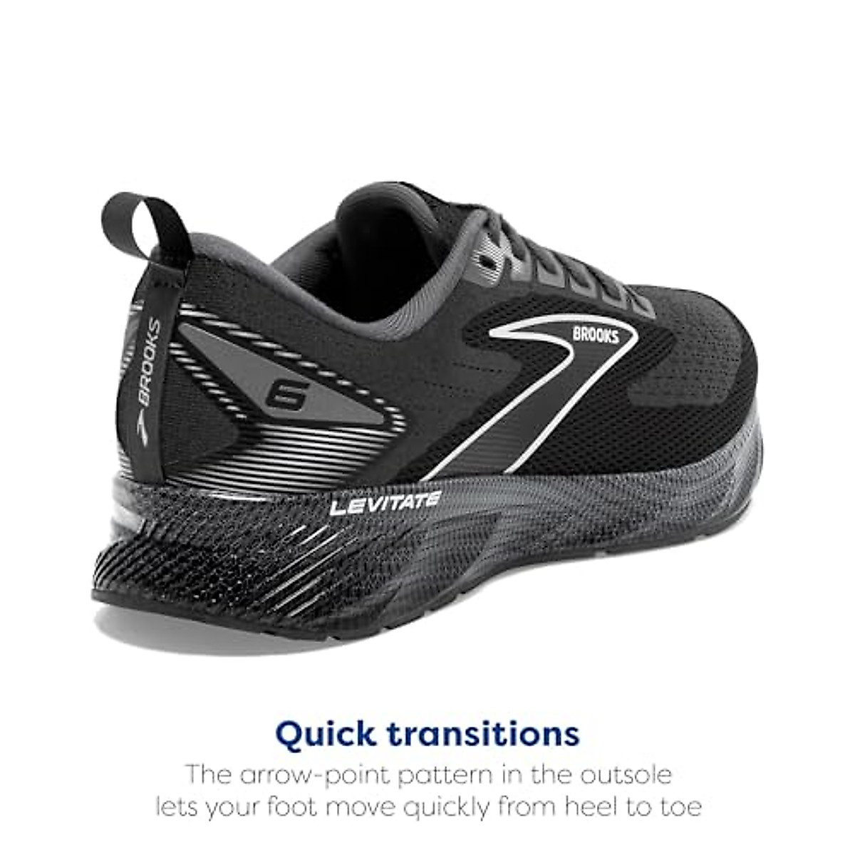 Brooks Men’s Levitate 6 Neutral Running Shoe - Blackened Pearl/Ebony/White - 9 Medium