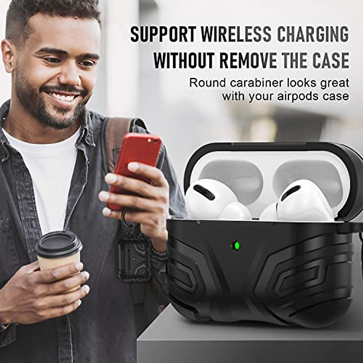 Maxjoy 2022 Airpods Pro 2nd Generation Case Cover with Lock, Military Armor AirPod Pro 2nd Generation with Keychain for Men Women Shockproof Protective Case for AirPods Pro 2 case,Black