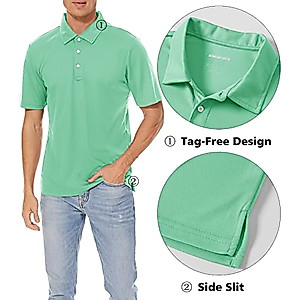 MAGCOMSEN Polo Shirts for Men T Shirts Summer Shirts Casual Collared T-Shirts Golf Shirts Fishing Shirts Tactical Polo Shirt Pique Jersey Athletic Running Shirts Golf Polos Mint Green