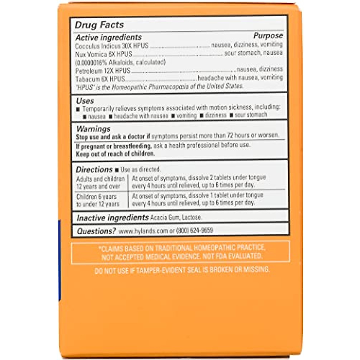 Hyland's Naturals Motion Sickness, Nausea Relief Tablets, All Natural Treatment for Car Sickness and Sea Sickness, 50 Co