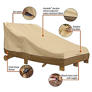 Classic Accessories 55-464-011501-00 Veranda Double Wide Patio Chaise Lounge Cover, Patio Furniture Covers, Pebble/Bark/Earth