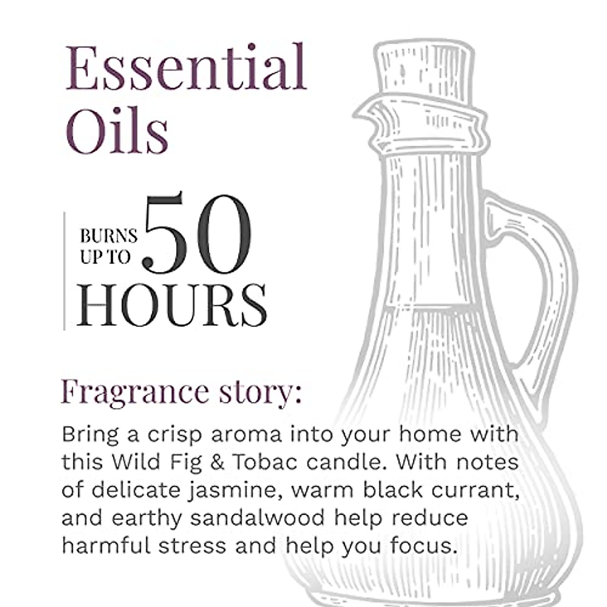 Essential Elements by Candle-lite Scented Candles Wild Fig & Tobac Fragrance, One 9 oz. Single-Wick Aromatherapy Candle with 50 Hours of Burn Time, Off-White Color