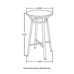 glitzhome 3 Pieces Black Steel Round Bar Table and Bar Stools with High Backest Set Dining Table and Chairs Set