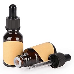 stonylab 15ml (0.5 oz) 2-Pack, Glass Dropper Bottle, Empty Glass Bottle with Glass Dropper, Inner Plug and Label for Essential Oils Aromatherapy Fragrances