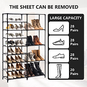 YOUDENOVA Shoe Rack, 9 Tier Shoe Rack Storage for Closet Entryway, Non-Woven Fabric Large Shoe Shelf,Stackable Shoes Organizer for Boots (Black)