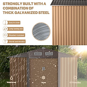 JAXPETY Sheds & Outdoor Storage 6x8 FT Garden Shed Tool Metal Outdoor Storage Shed with Sliding Doors for Backyard, Patio Coffee