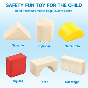 Montessori Stacking Blocks for Toddlers, 30PCS STEM Educational Wooden Toys Building Blocks for Preshool with Storage Box, Educational Early Learning Toys for Boys and Girls-Ohye Series