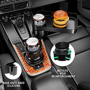 Car Cup Holder Expander, Detachable Car Food Table Tray,Car Organizer Desk, fit in 18-40 oz Water Bottle Stainless Steel Tumbler,Car Seat Cup Holder Snack Tray for Road Trip Accessories (Model A)