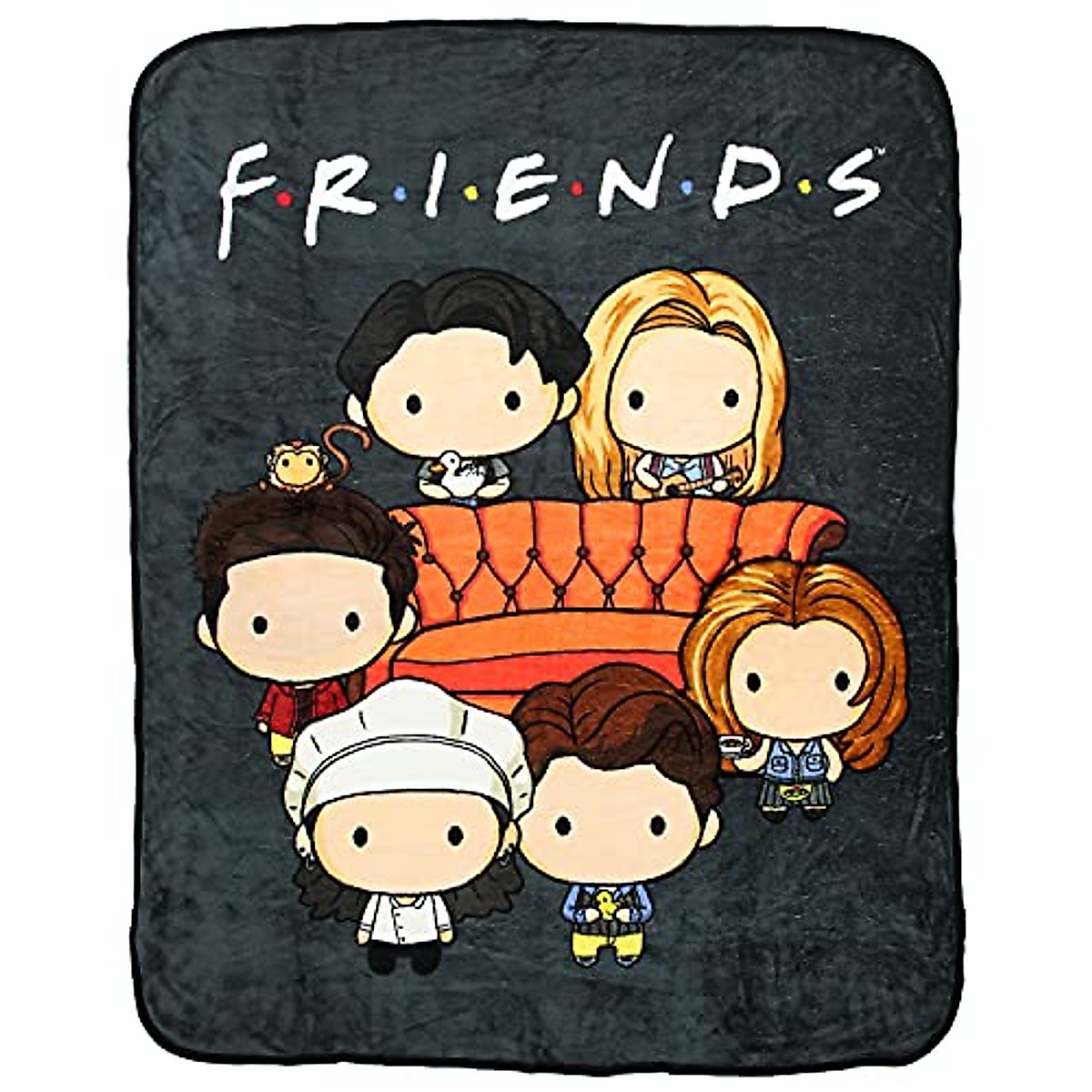 Friends TV Show Chibi Characters Micro Raschel Throw Blanket 46"x60" (116cm x 152cm) Multicolored / One Size