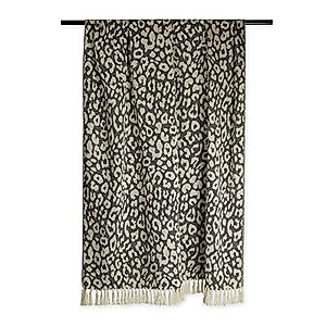 DII Bold Eclectic Leopard Woven Throw, 50x60, Black with White Spots