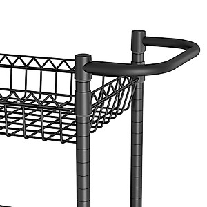 SINGAYE 3-Tier Utility Mesh Basket Cart with Handle,170LBS Load Capacity Evenly Distributed,Metal Storage Basket Cart,Black, 17.29" W X 11.4" D X30.26 H