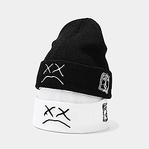 45°LOOKUP CEED Fashion Autumn Winter Warm Beanie Hats Embroidery Cotton Caps Men Women Knitted Hip Hop Hats-White