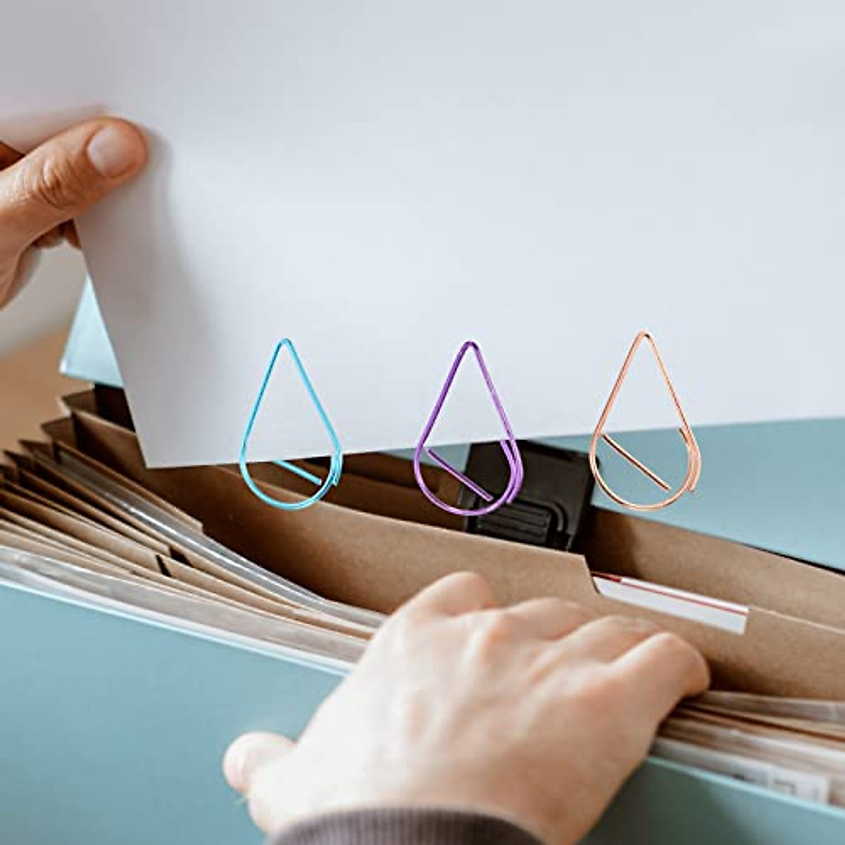 Tofficu 50Pcs Drop-Shaped Paper Clips for Office and School