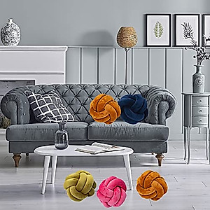 Yefound Navy Blue Knot Ball Pillow Home Decoration Plush Throw Pillow Round Ball Cushion Knotted Pillows for Sofa Car Office Decor, 8inches