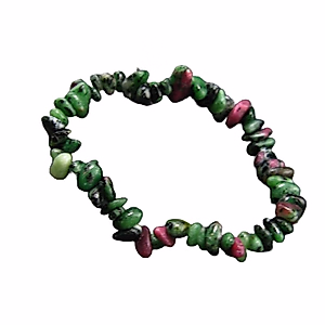 LKBEADS Natural Ruby in Zoisite 4-5mm nugget smooth 7inch Semi-Precious Gemstones Beaded Bracelets for Men Women Healing Crystal Stretch Beaded Bracelet Unisex