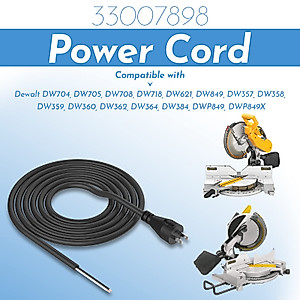 ANTOBLE 33007898 2 Wire 16 Gauge Power Cord Replacement Cord for DEWALT DW704 DW705 DW708 DW718 DW849 DW360 DW384 DWP849X (10 ft)