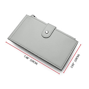 YALUXE Women's Card Wallet RFID Blocking Vegan Leather 19 Cards Holder with Zipper Pocket for Phone