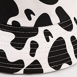 Skyearman Unisex Cow Bucket Hat with Cute Horn Ears Cow Print Summer Hat Fisherman's Hat Print Sun Cap for Women with Uv Protection (Cow Black),onesize