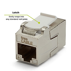 trueCABLE Shielded Cat6 Keystone Jack Coupler, PoE++ (4PPoE), UL Listed, ETL Verified, ANSI/TIA 568-2.D Cat 6 Performance Compliant, Female to Female RJ45 Couplers, 12 Pack