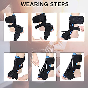 FIAYIGIL Plantar Fasciitis Night Splint, Foot Drop Orthosis Adjustable Elastic Sole Night Splint Ankle Fixation Effective Relief from Achilles Tendonitis, Heel and Ankle Pain