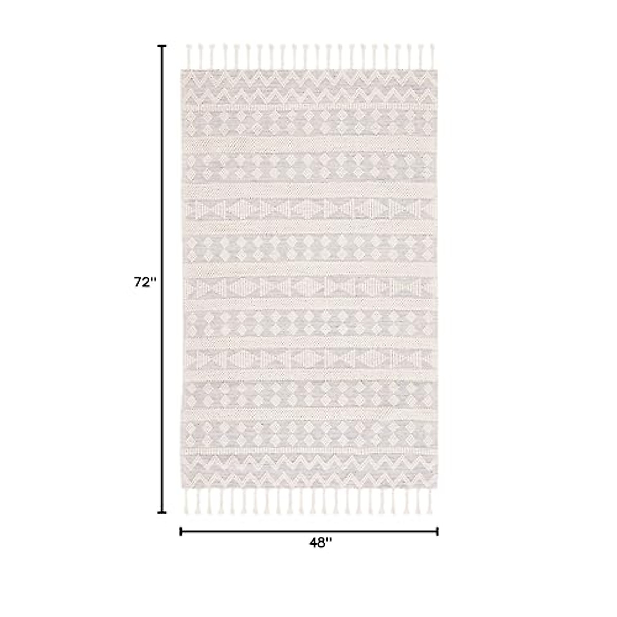 SAFAVIEH Natura Collection Accent Rug - 4' x 6', Ivory & Blue, Handmade Flat Weave Moroccan Boho Rustic Braided Tassel Wool, Ideal for High Traffic Areas in Entryway, Living Room, Bedroom (NAT309A)