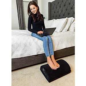 Footrest from BUSY COMFORT – Ergonomic Foam Stool for Home, Office, Gaming and Travel – Foot and Leg Cushion for Pain Relief and Comfort (Black)