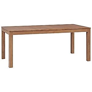 GOLINPEILO Solid Wooden Dining Table, Kitchen Solid Teak Wood with Natural Finish 70.9"x35.4"x29.9" -AA