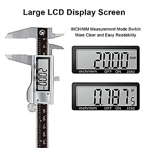 KETOTEK Digital Caliper 6 Inch Measuring Tool, Stainless Steel Electronic Vernier Calipers, Digital Micrometer with Large LCD Screen, inch/Metric Conversion