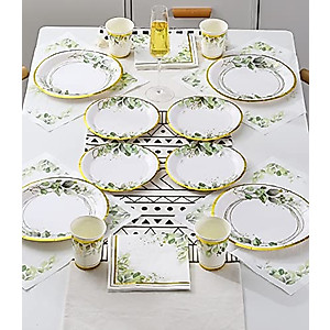 Winoo Design Green Plates and Napkins Party Supplies - Serves 16 - Greenery Theme Decorations