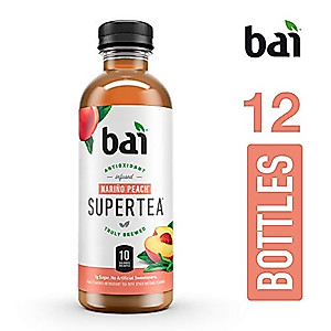 Bai Iced Tea, Narino Peach, Antioxidant Infused Supertea, Crafted with Real Tea (Black Tea, White Tea), 18 Fluid Ounce Bottles, 12 count