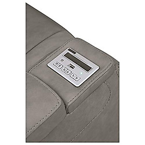 Signature Design by Ashley The Man-Den Leather Power Recliner with Adjustable Headrest & Wireless Charging, Gray