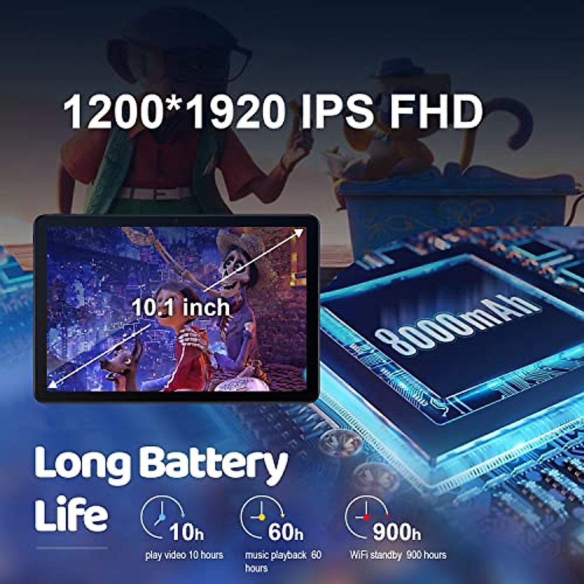 TCL Android Tablet with Keyboard, TAB 10s 10.1 Inch FHD Tablet, 8000mAh Larger Battery, 32GB (up to 256GB) Storage, 3GB RAM, WiFi Android Tab, Eye Protection, Matte Gray