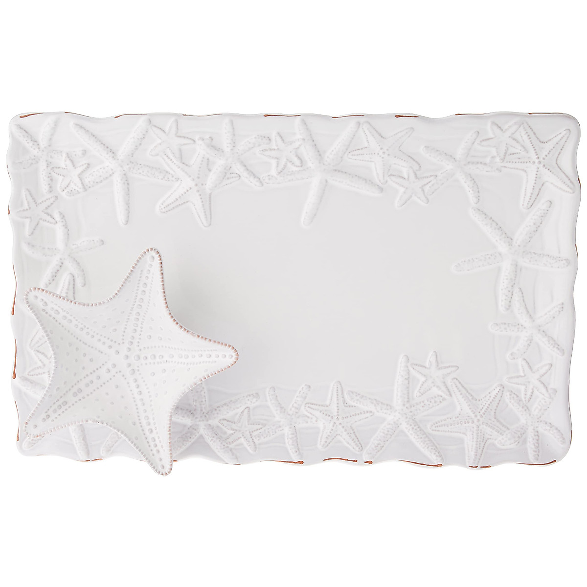 Mud Pie Chip and Dip Starfish Platter, White, Medium