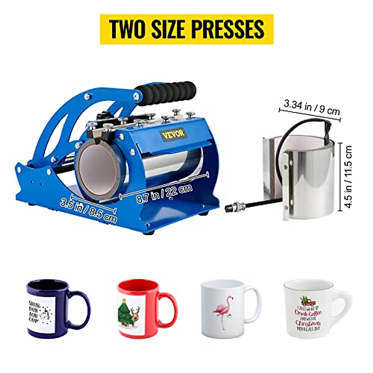 VEVOR Mug Heat Press, 20oz Tumbler Heat Press Machine, LCD Cup Press Machine with 2 Detachable Transfer Sublimation Mats for 11oz-20oz, DIY Presser for Coffee Skinny Tumblers, Silica-Gel Printing