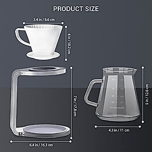 KitchenBoss Pour Over Coffee Maker Set Pour Over Stand Set | White Ceramic Dripper | 600ml/20oz Glass Server | Non-slip Stand | Home Office Coffee Maker Kit 5 Cup