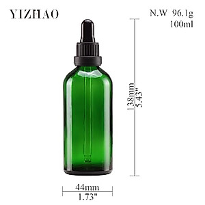 YIZHAO Green Glass Dropper Bottle 4oz, Tincture Bottles with Glass Dropper, for Essential Oils, Aromatherapy, Cosmetic, Laboratory, Pharmacy, Liquids, Travel –4 Pcs