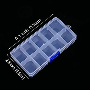 UTENEW Plastic Jewelry Organizer Box Clear Storage Bead Case for Little Crafts/Arts 2 Pack Container with 10 Grids, Small